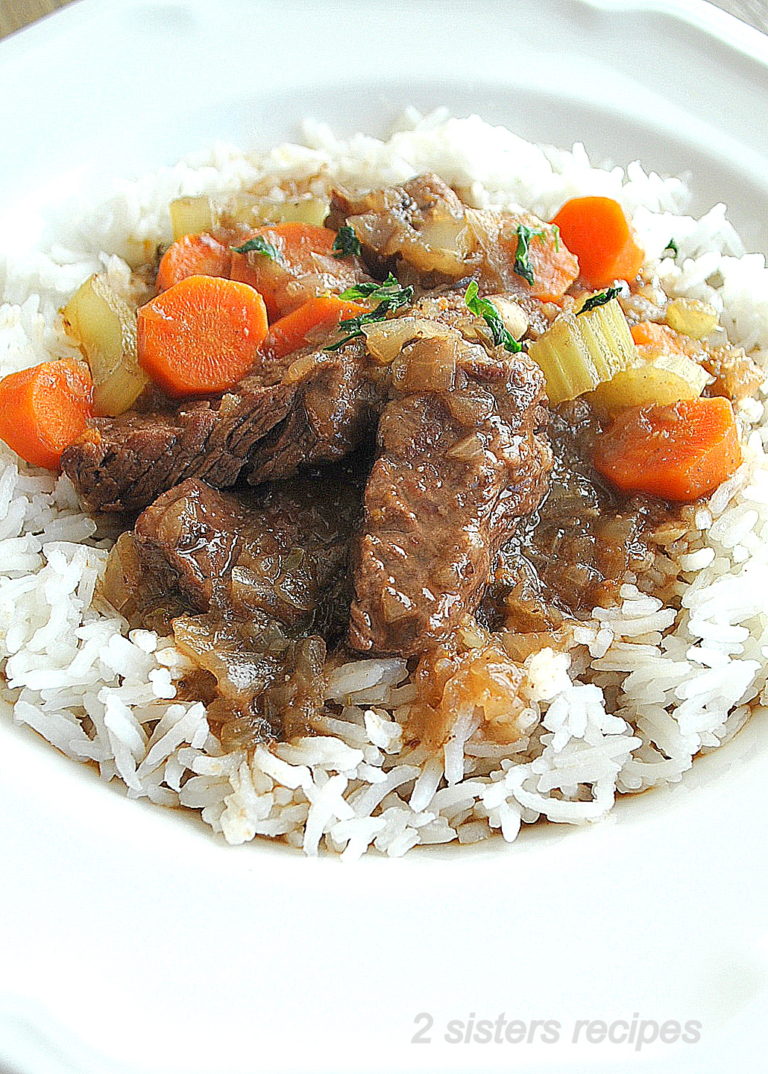 Beef Stew in Half the Time! Served with Rice - 2 Sisters Recipes by ...