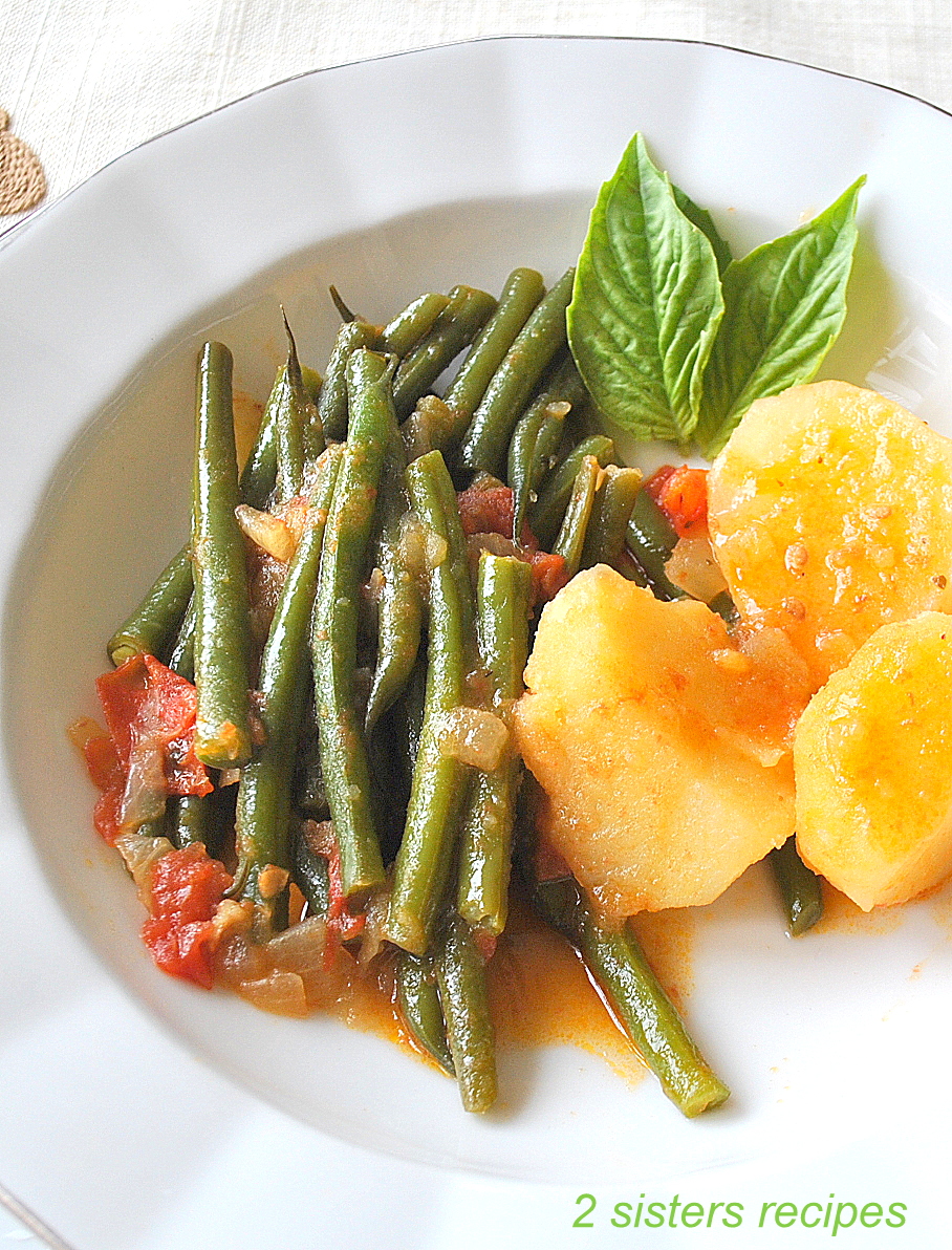 String Beans Tomato Potato Stew - 2 Sisters Recipes by Anna and Liz