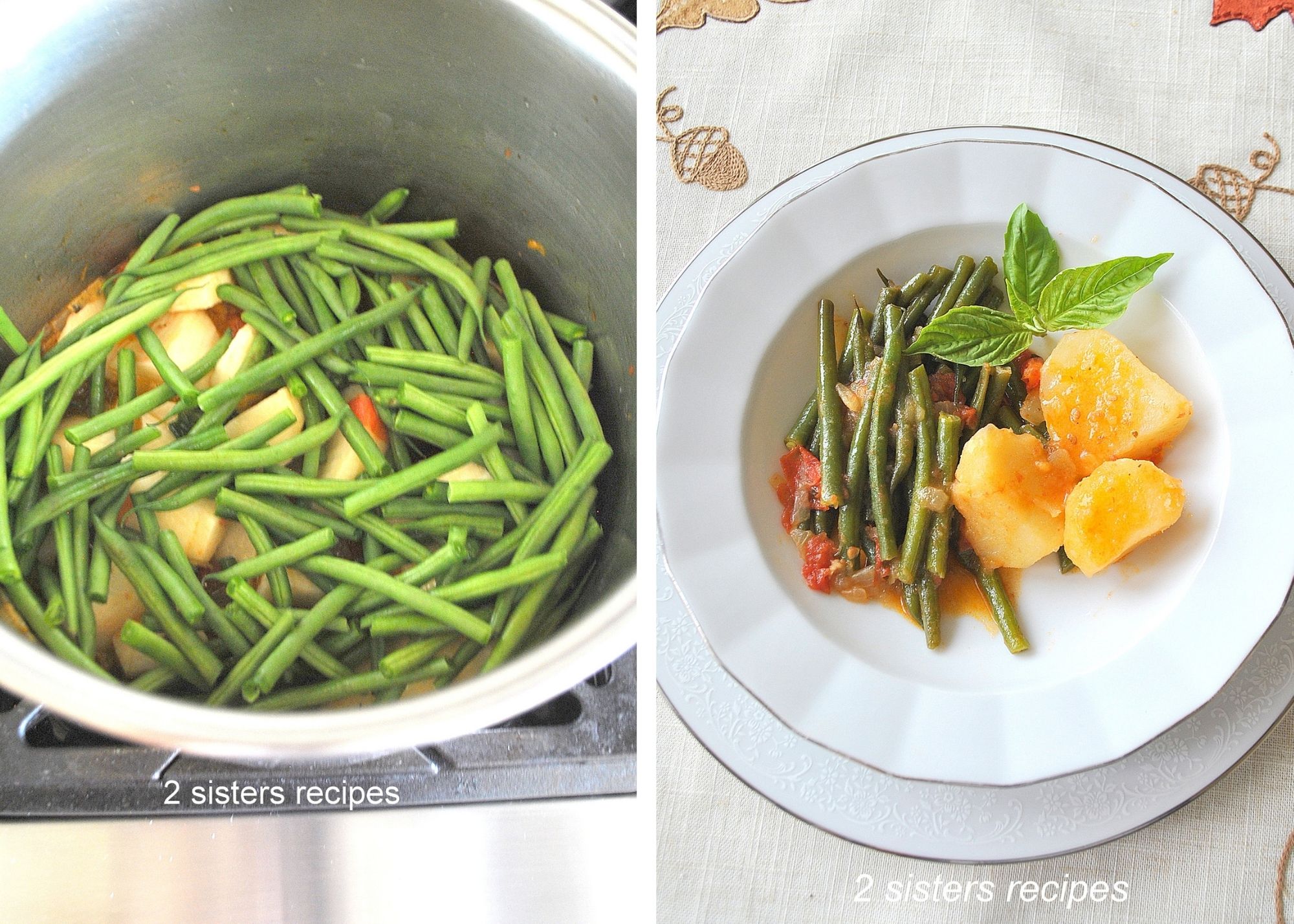 String Beans Tomato Potato Stew - 2 Sisters Recipes by Anna and Liz