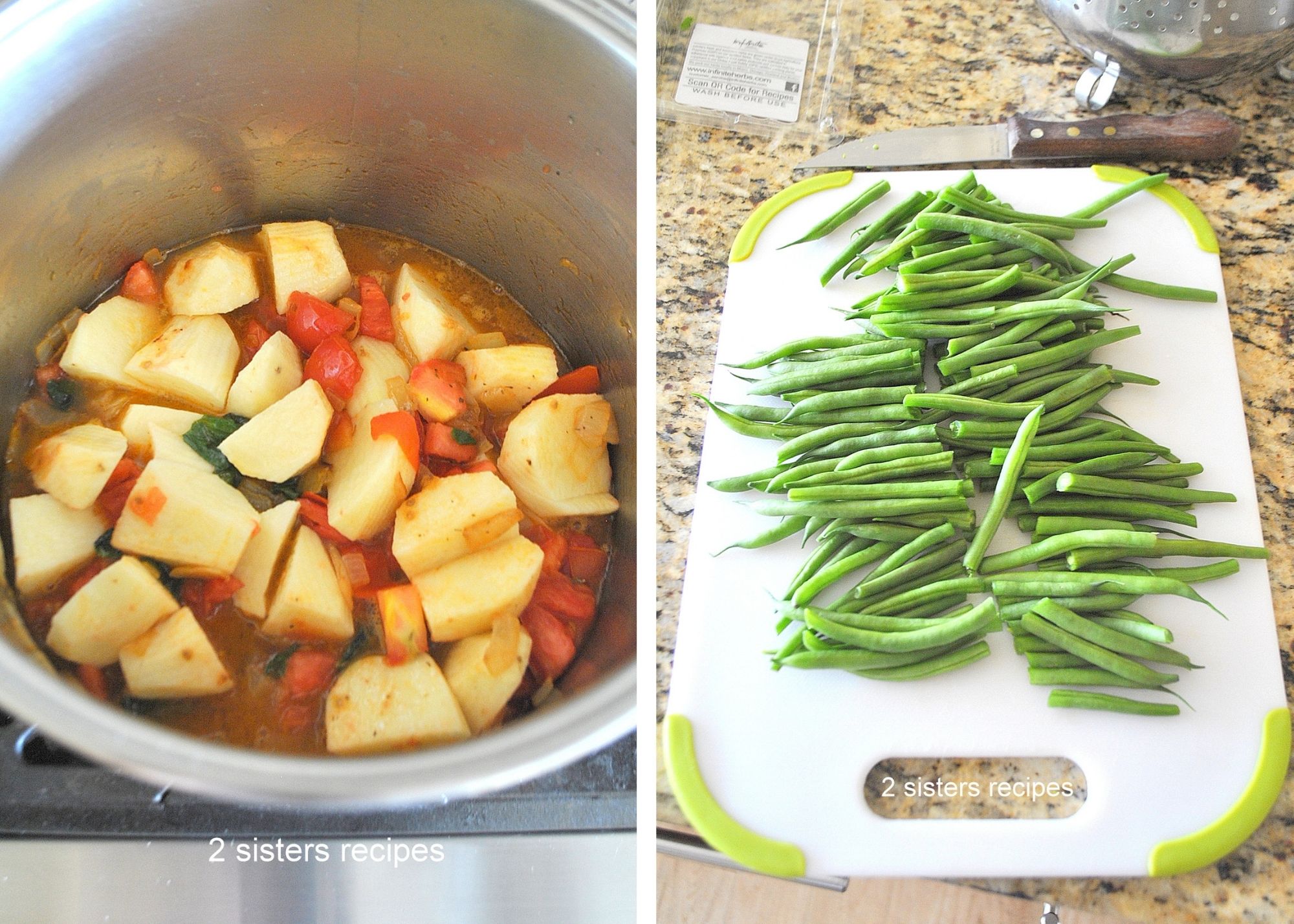String Beans Tomato Potato Stew - 2 Sisters Recipes by Anna and Liz