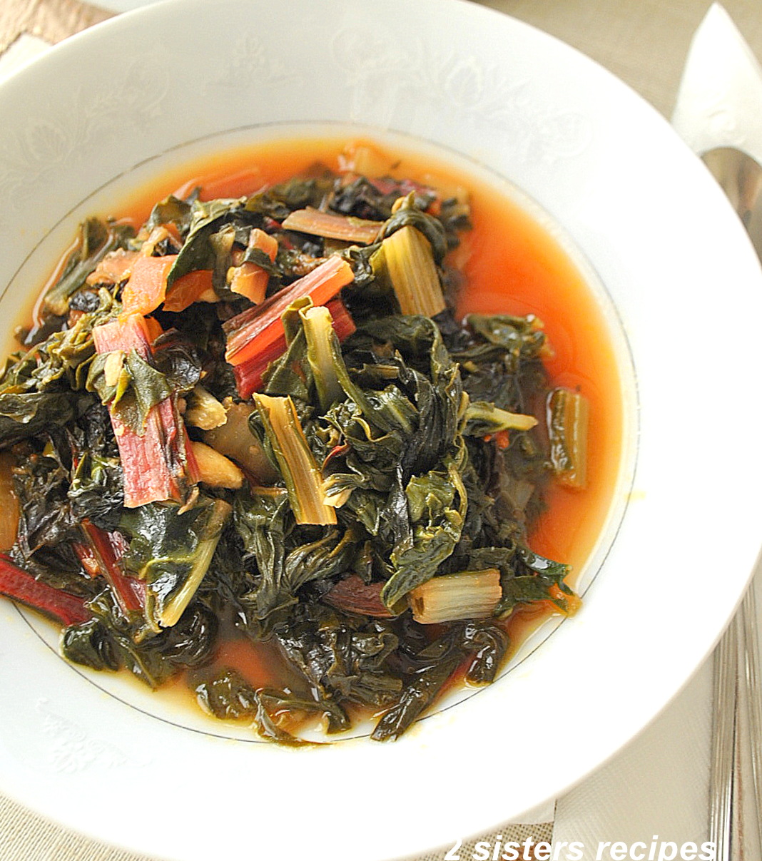 Swiss Chard Steamed with Tomatoes - 2 Sisters Recipes by Anna and Liz