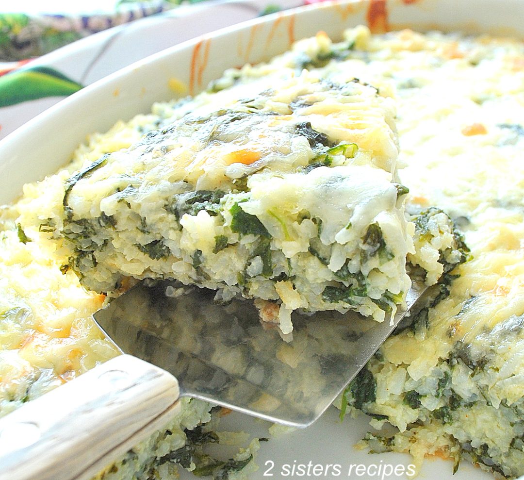 Spinach Parmesan Rice Casserole - 2 Sisters Recipes by Anna and Liz